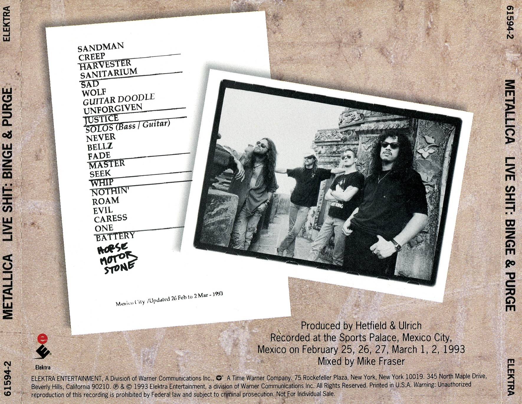 Metallica Live Shit Binge and Purge : Back US | CD Covers | Cover ...